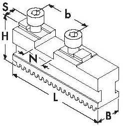 Slot/Tenon Hard Base Jaws 250mm